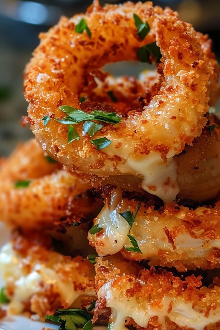 Cheesy Stuffed Mozzarella Onion Rings - All easy recipes